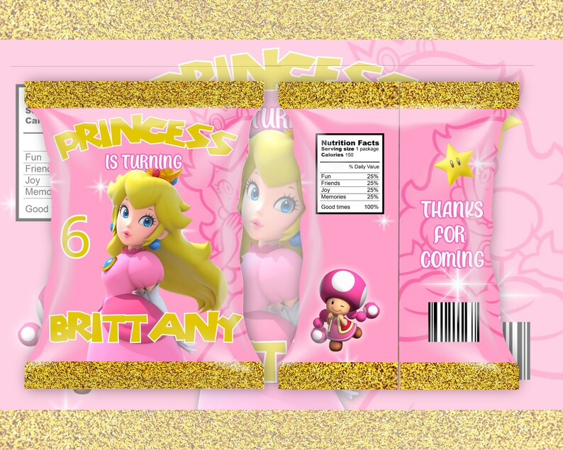 Princess Peach Mario Bro Chip Bags Digital File - Etsy