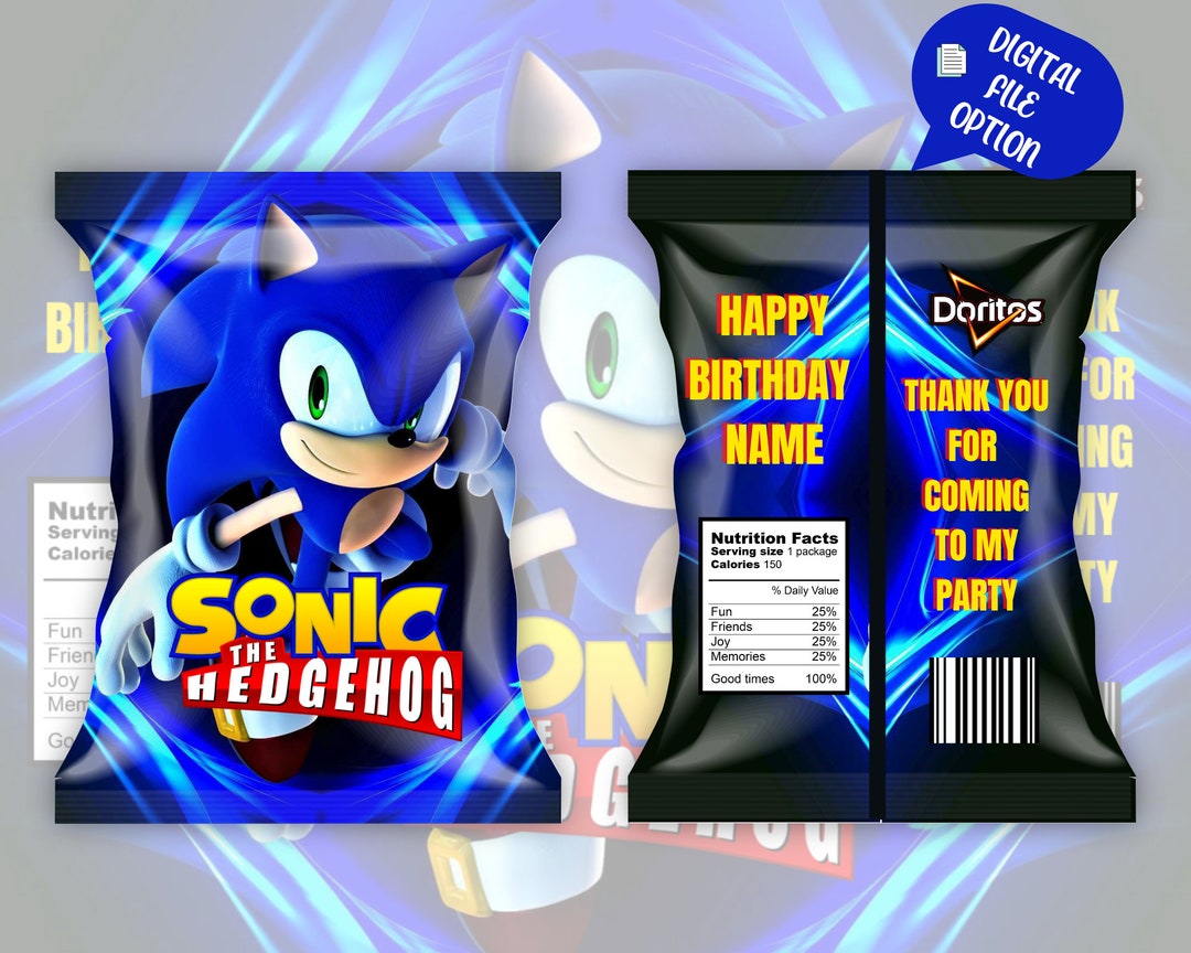 Sonic - Chip Bag - Party Package - Digital File - Custom - Boy Party ...