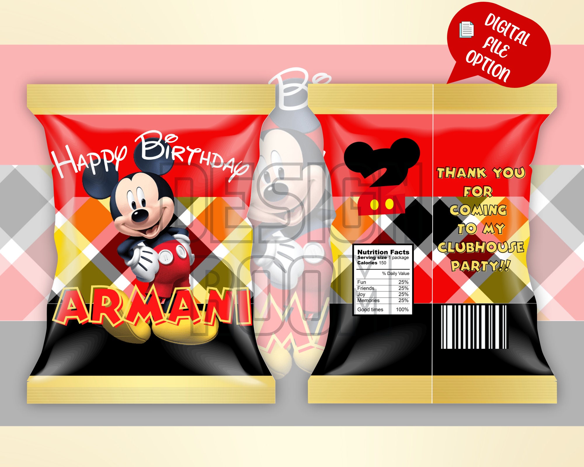 Mickey Mouse Kids Chip Bag Designs - Customized Party Favor - Mickey ...