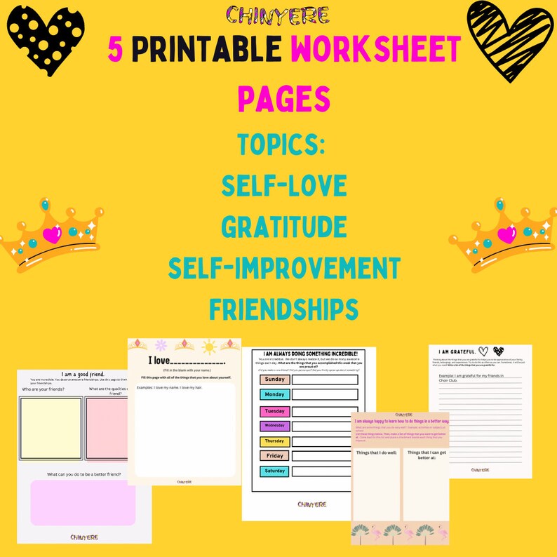 Printable Self-love Self-confidence Friendships Gratitude Actualization ...
