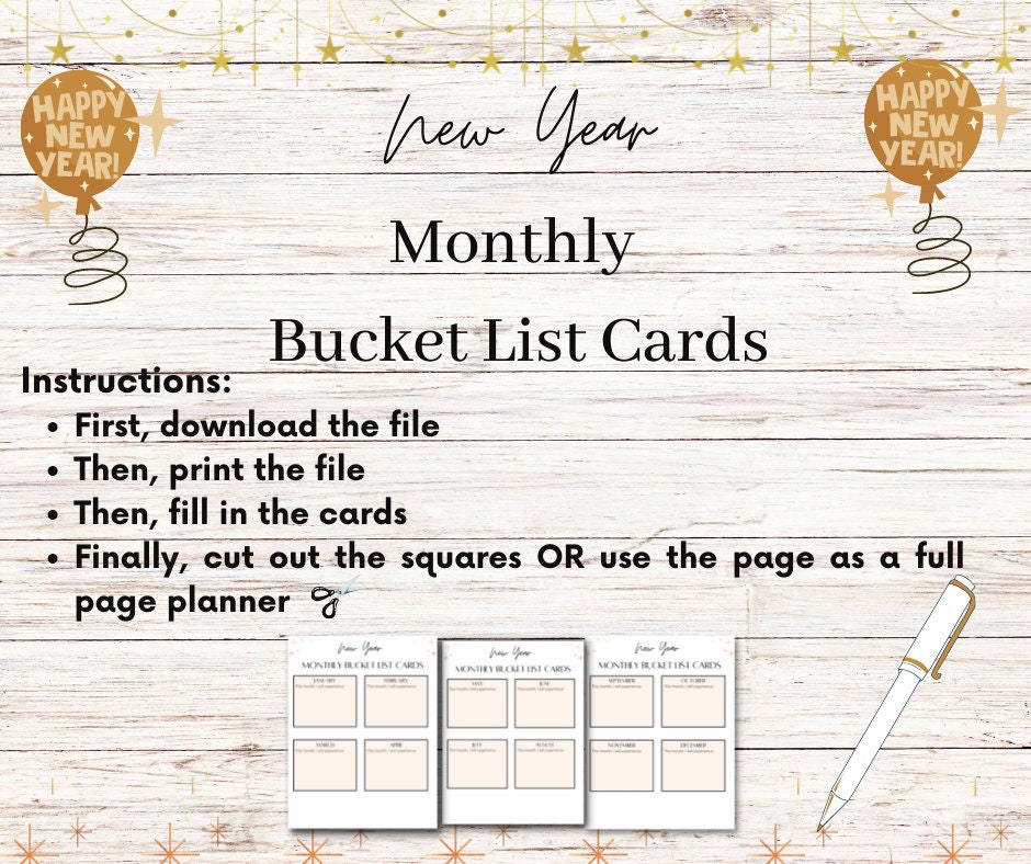 New Years Resolution Year in Review Printable Planner Cards Instant ...