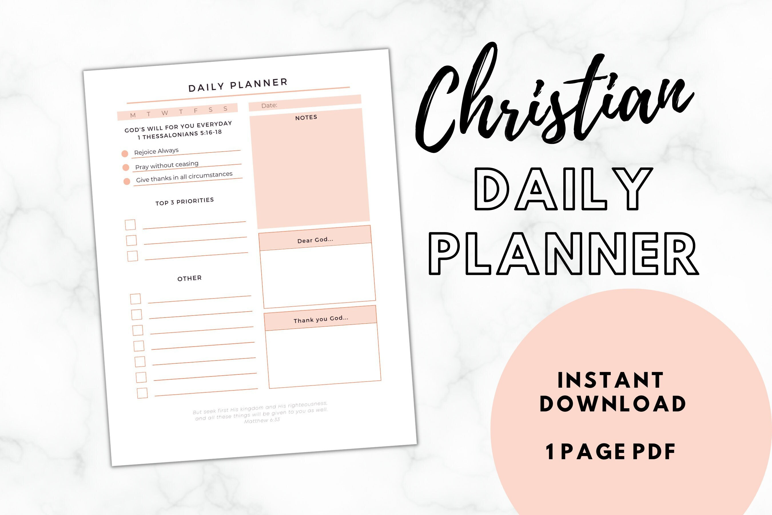 Christian Daily Planner, Faith Printable, To-do List (PDF) - Etsy