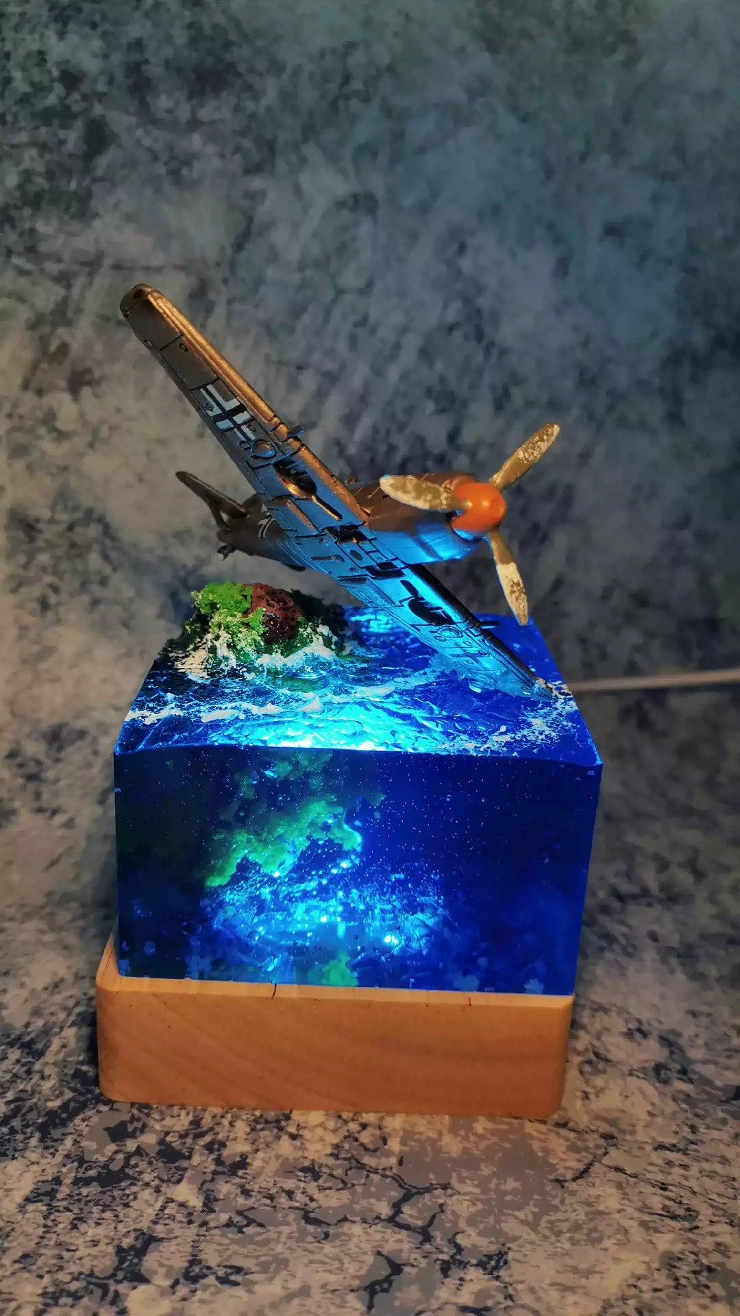 Night Light Airplane Ocean Drip Scene Drip Model Ornament Night Light Birthday Gift Night Light ...