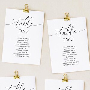 Seating Chart Table Number Card, Elegant Seating Table Number Cards ...