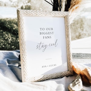 Wedding Fan Sign Template, Minimal Stay Cool Take A Fan Signage for ...