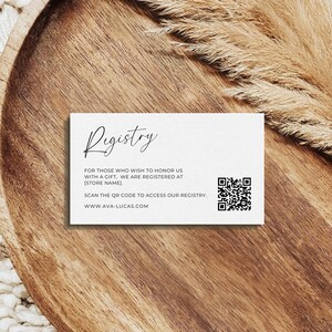 Wedding Registry QR Code Insert Card Template, Modern Minimalist ...