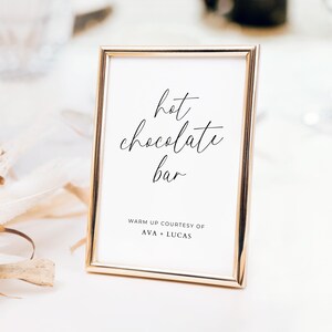 Hot Chocolate Bar Sign Template for Wedding Reception or Engagement ...