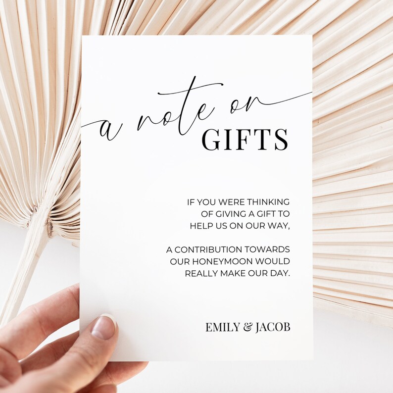 A Note on Gifts Card Printable Wedding Invitation Insert - Etsy