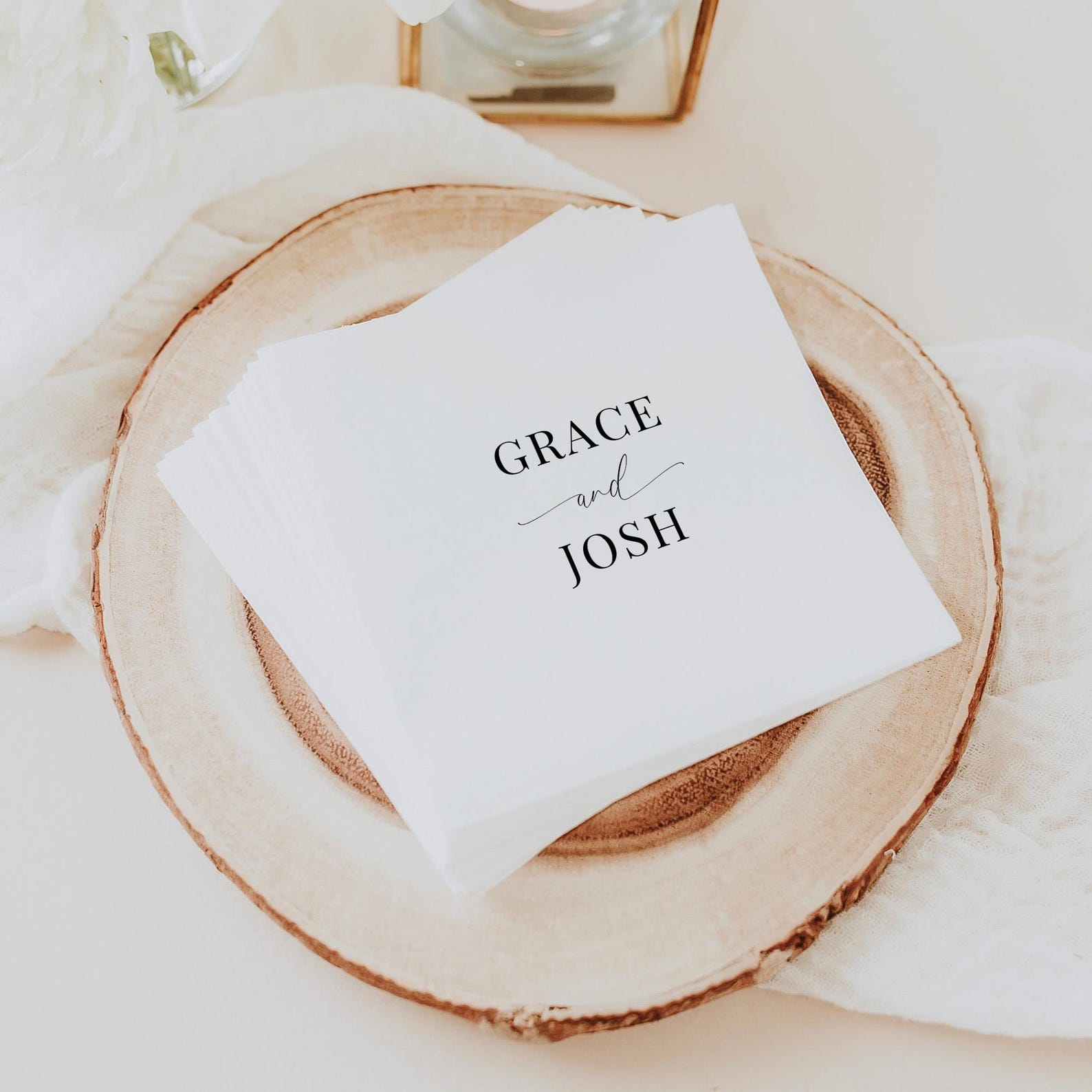 Simple Wedding Napkin Template, Minimal Elegant Cocktail Napkins for ...