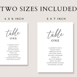 Seating Chart Table Number Card, Modern Wedding Seating Chart Cards ...