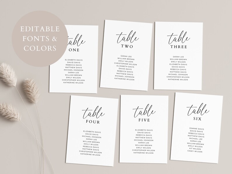 Seating Chart Table Number Card Modern Wedding Seating Chart - Etsy ...