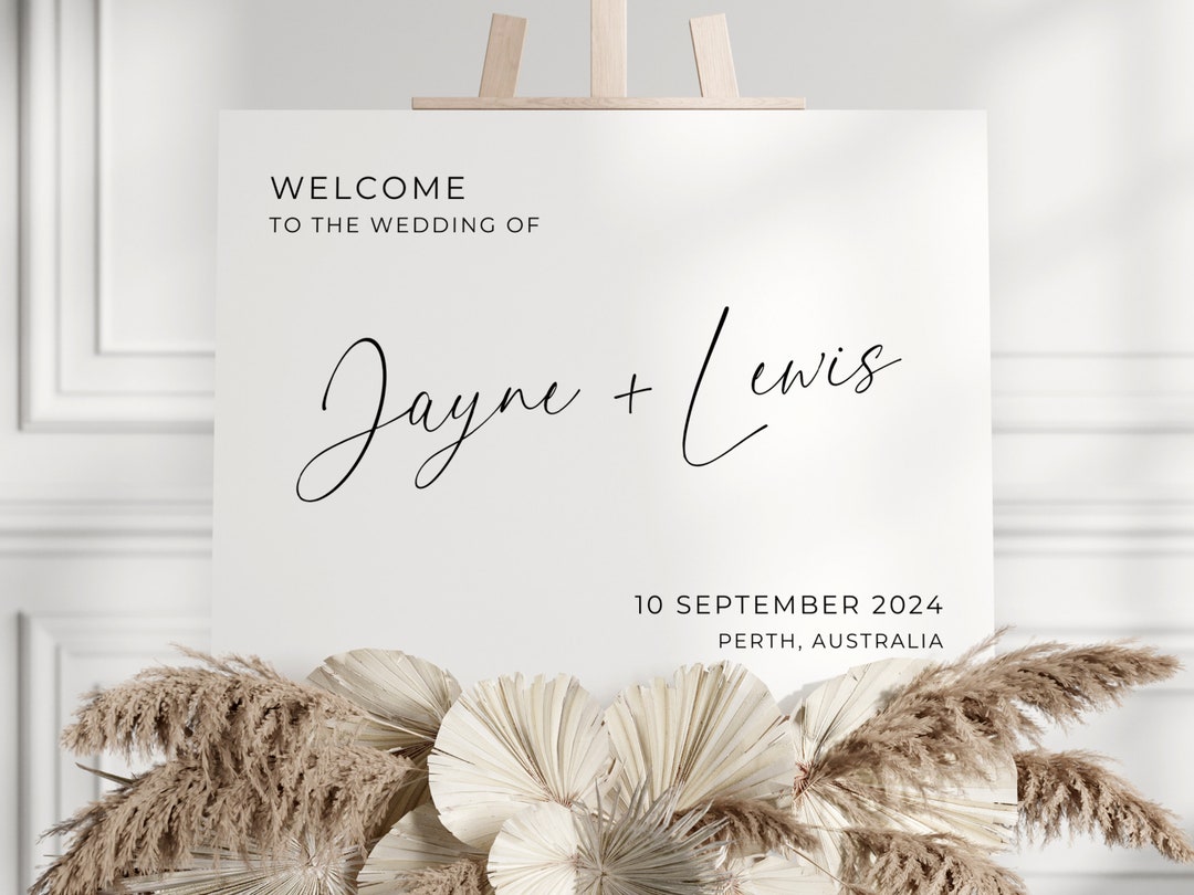 Horizontal Wedding Welcome Sign Template, DIY Modern Wedding Welcome ...
