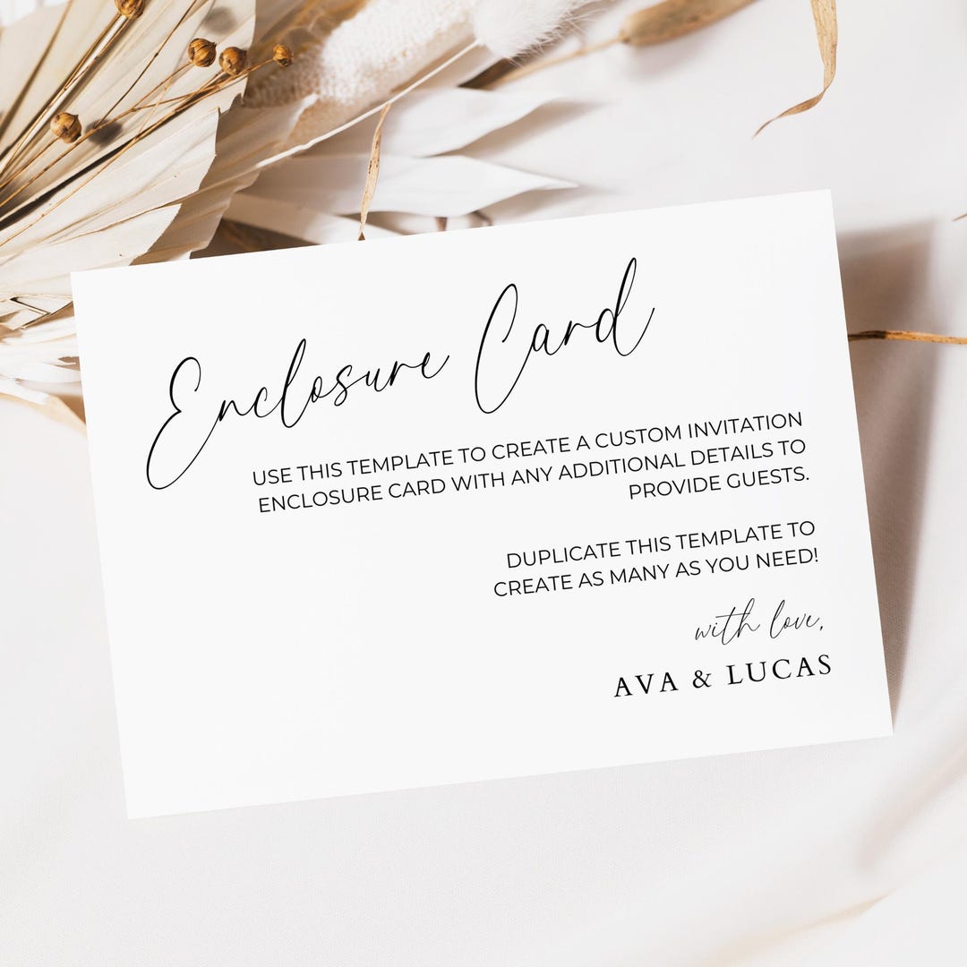 Wedding Invitation Enclosure Card Customizable Template, Modern ...