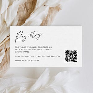 Wedding Registry QR Code Insert Card Template, Modern Minimalist ...