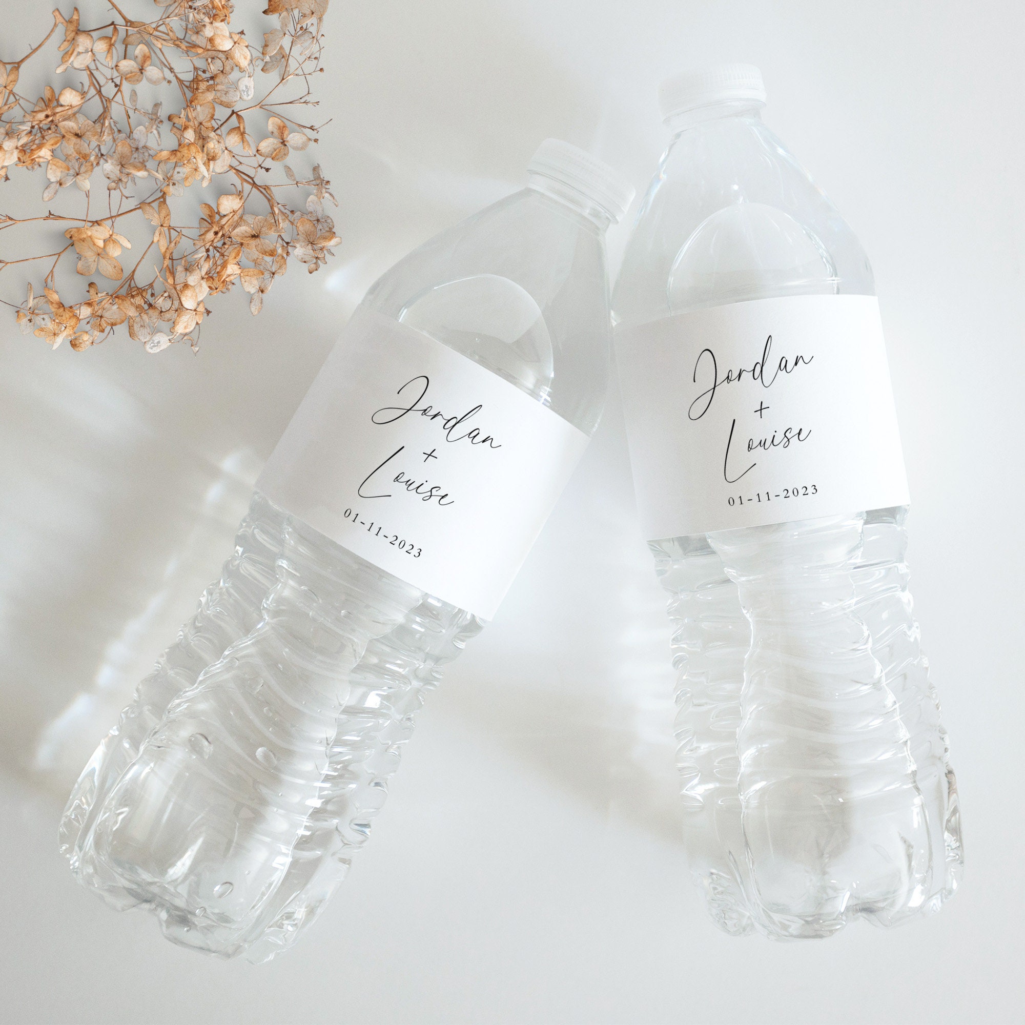 Wedding Water Bottle Label Template, Customizable & Printable Digital ...