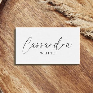 Name Place Card Template, Modern Minimalist Flat or Folded Table ...