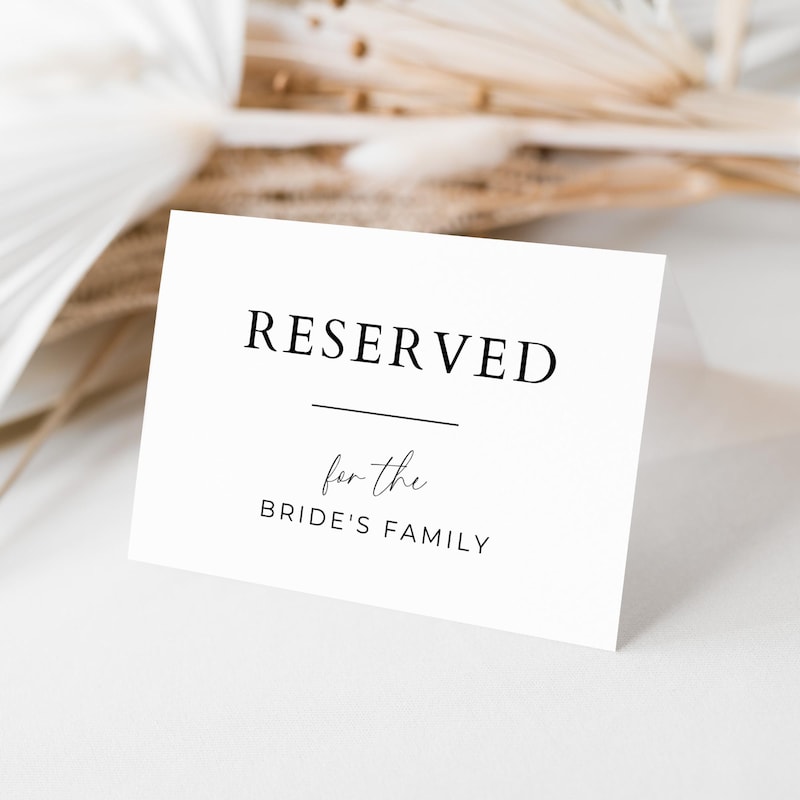 Wedding Ceremony Reserved Seating Signs - Etsy