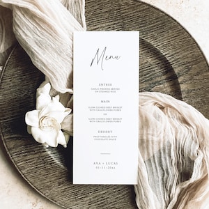 Modern Menu Card Template, Simple Minimalist Three Course Dinner Menu ...