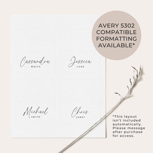 Name Place Card Template, Modern Minimalist Flat or Folded Table ...