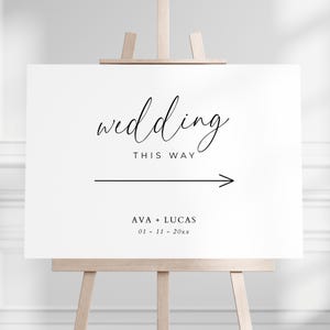 Wedding This Way Sign Template, Minimalist This Way to the Wedding ...