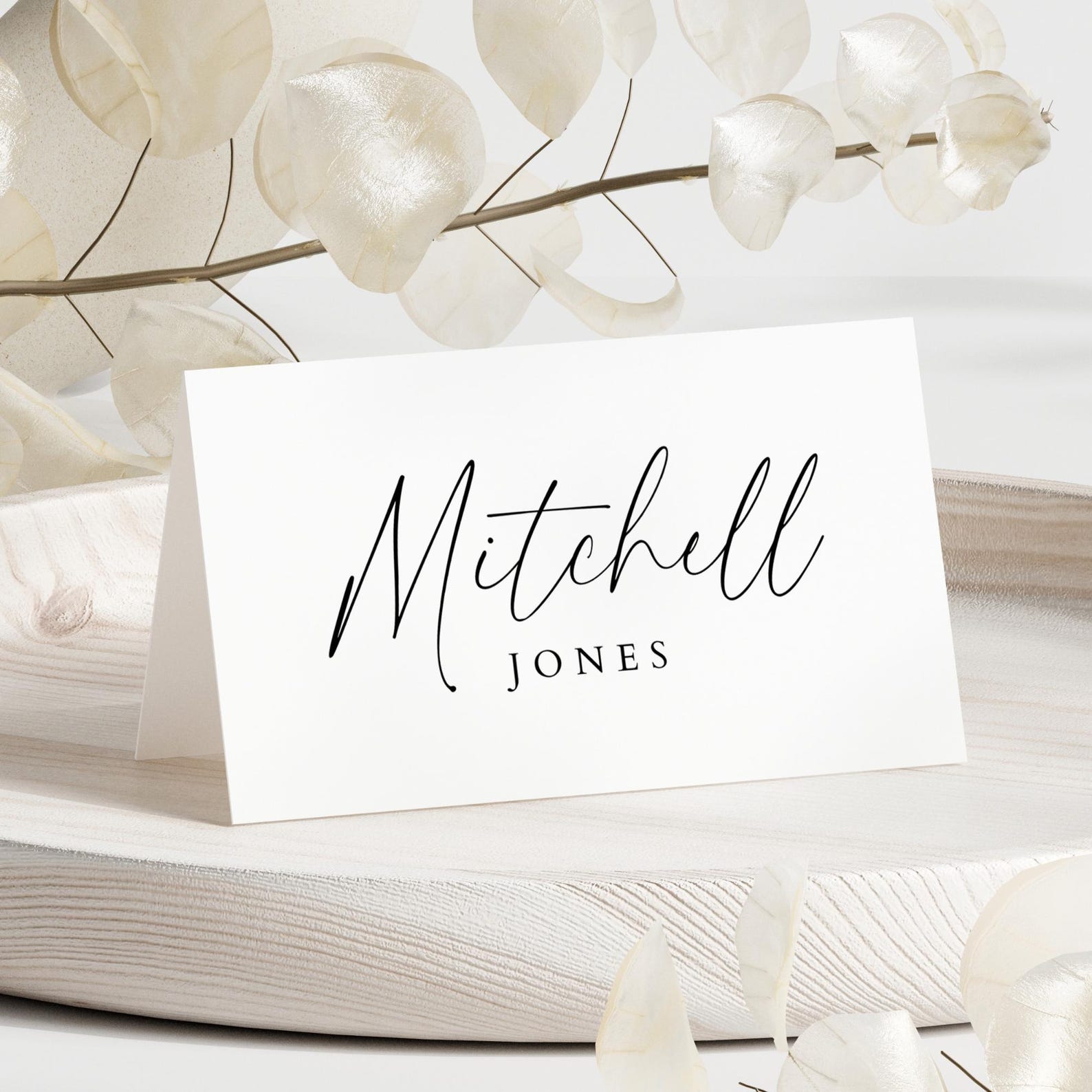 Name Place Card Template, Modern Minimalist Flat or Folded Table ...