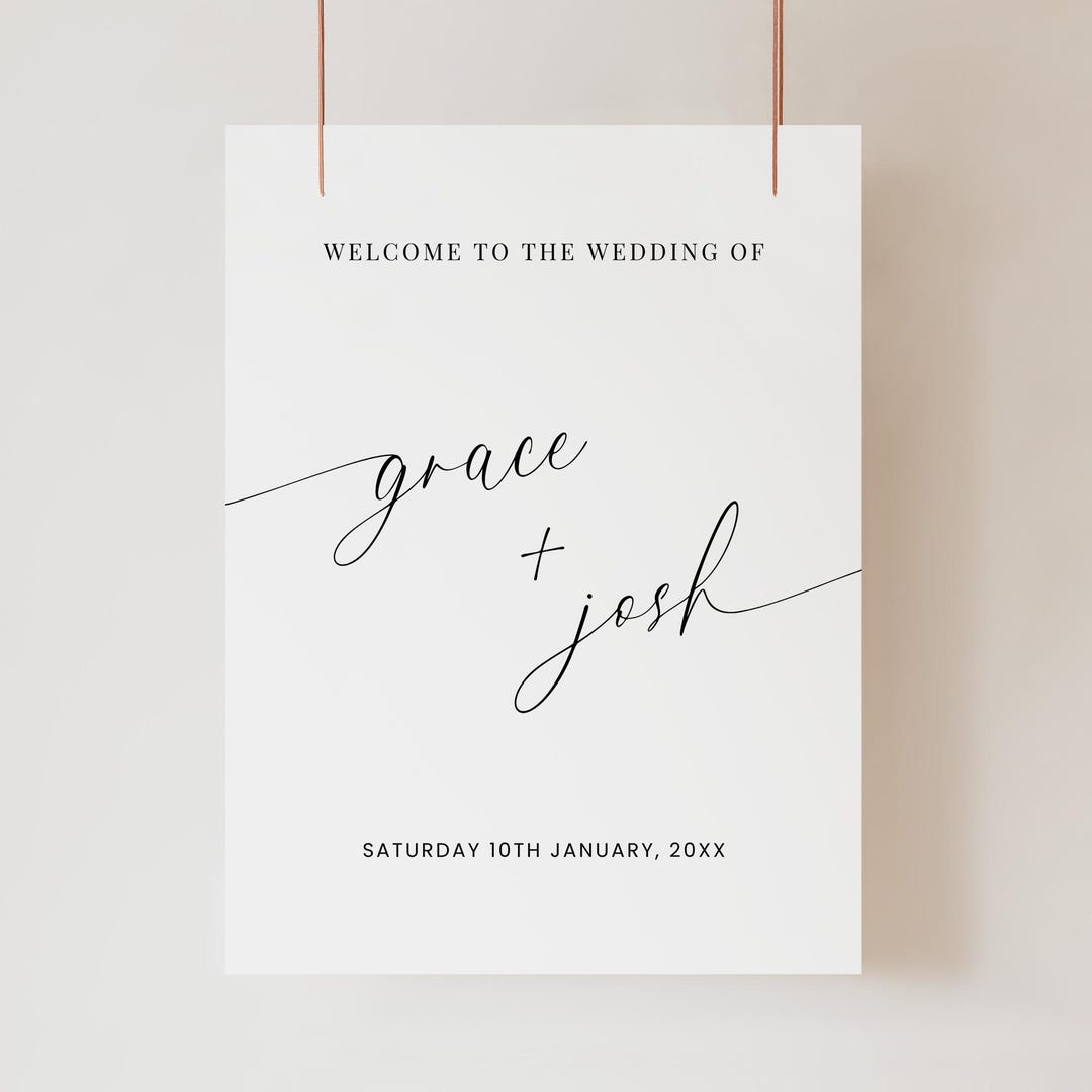 Welcome to the Wedding of Sign Template, Elegant Script Welcome Sign ...