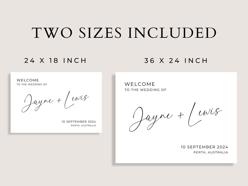 Horizontal Wedding Welcome Sign Template DIY Modern Wedding - Etsy
