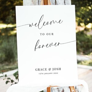 Welcome to Our Forever Sign Template, Minimalist Editable Wedding ...