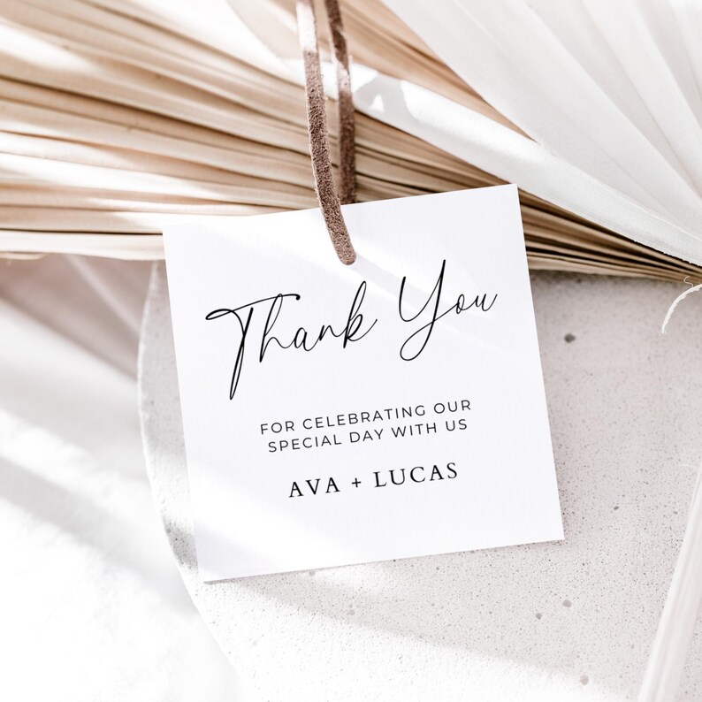 Wedding Thank You Favor Tag Template, Minimalistic Printable Round Gift ...