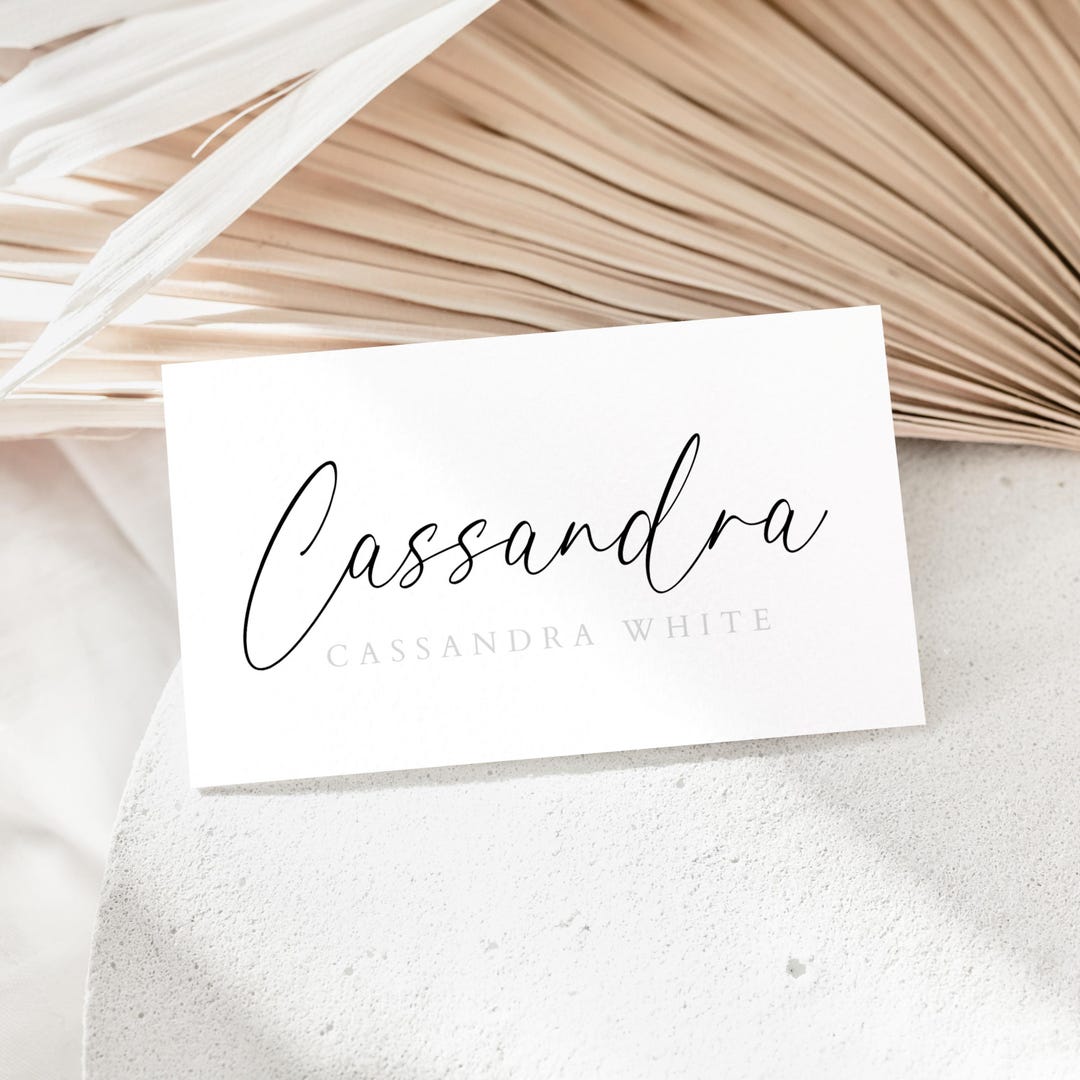 Name Place Cards Template, Modern Minimalist Folded Editable Table ...