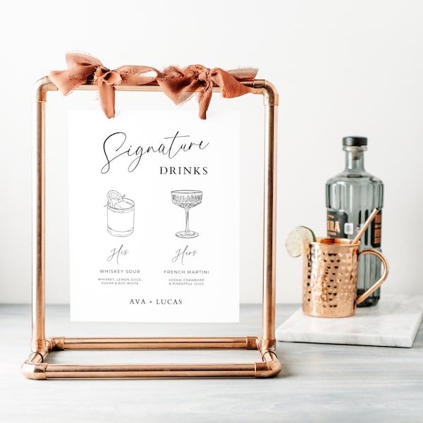 Simple Wedding Drink Signs - Etsy