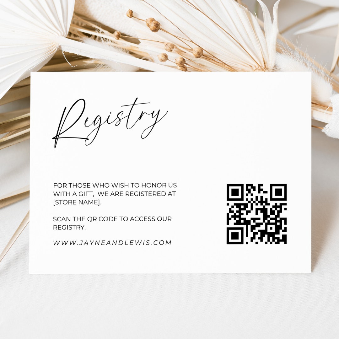 Wedding Registry QR Code Template Gift Registry QR Code Wedding Insert ...
