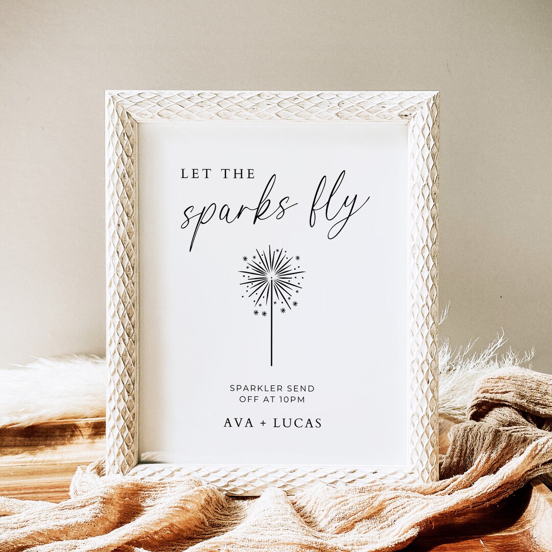 Sparkler Send off Sign Template, Elegant Let the Sparks Fly Signage ...