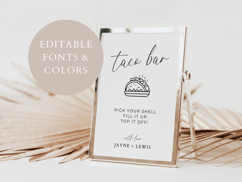 Wedding Taco Bar Sign Reception Signage Taco Table Editable - Etsy