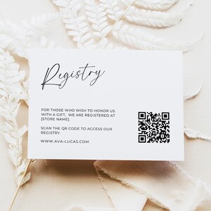 Wedding Registry QR Code Insert Card Template, Modern Minimalist ...