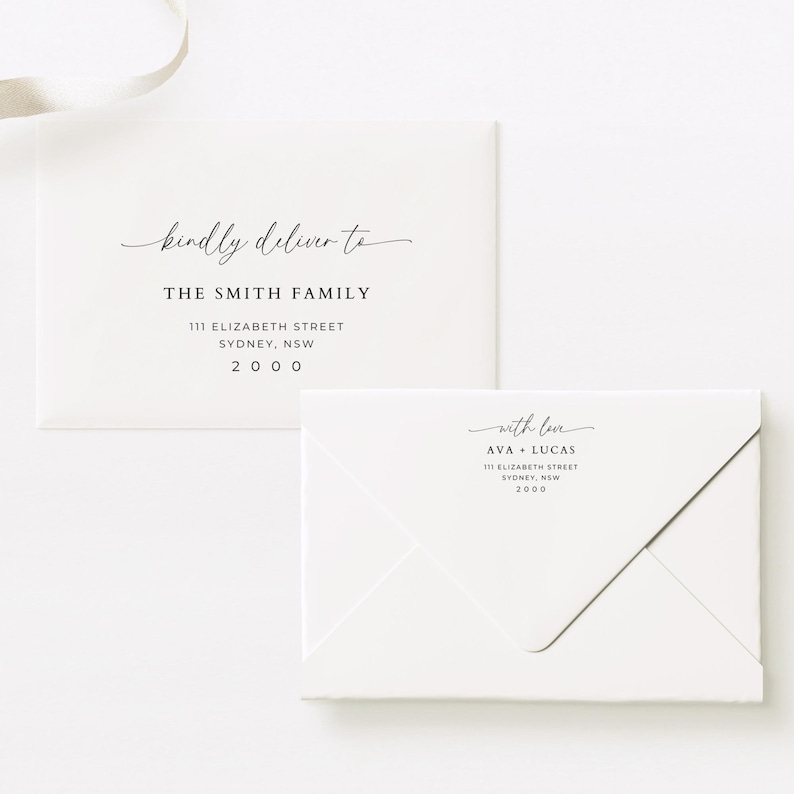 Kindly Deliver to Wedding Envelope Address Template, Modern Minimal ...