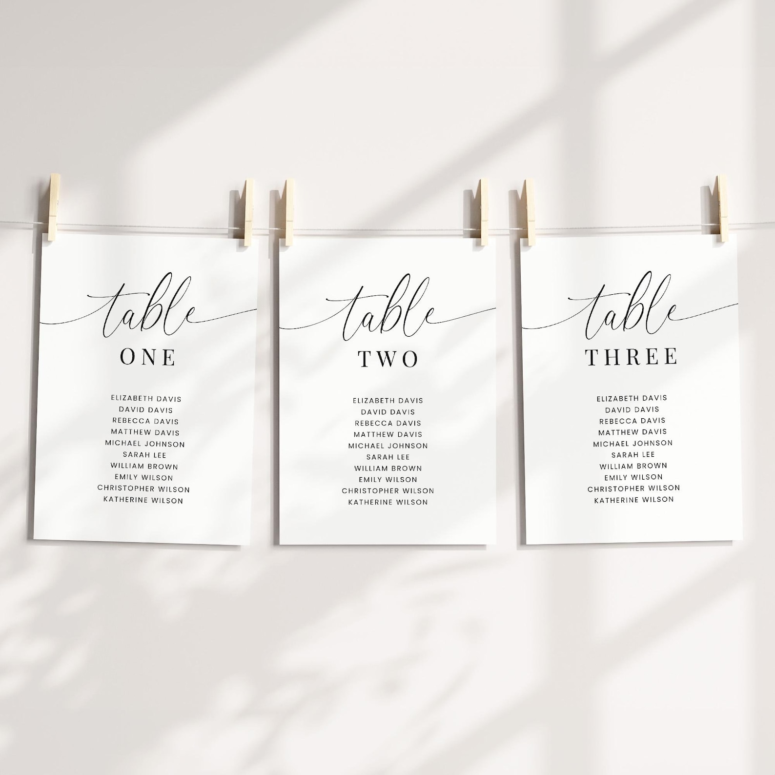 Table Number Seating Chart Cards Template for Wedding Reception or ...