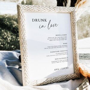 Drunk in Love Bar Sign, Wedding Bar Menu, Wedding Reception Drinks ...