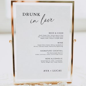 Drunk in Love Bar Sign, Wedding Bar Menu, Wedding Reception Drinks ...
