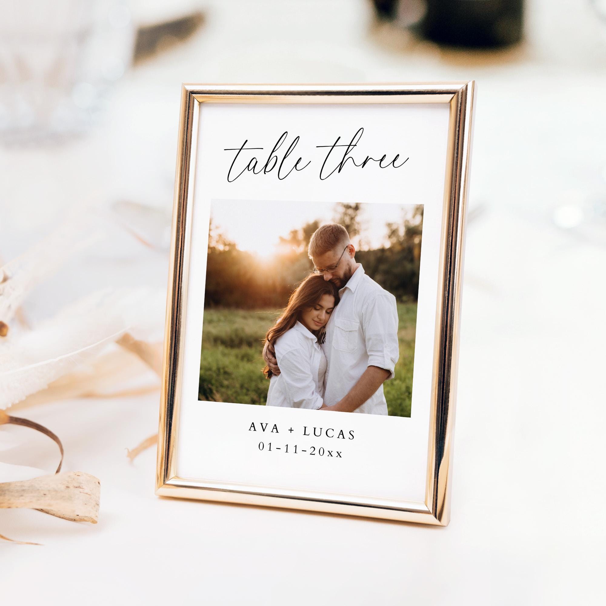 Photo Table Number Card Template, Minimalist Printable Table Number ...