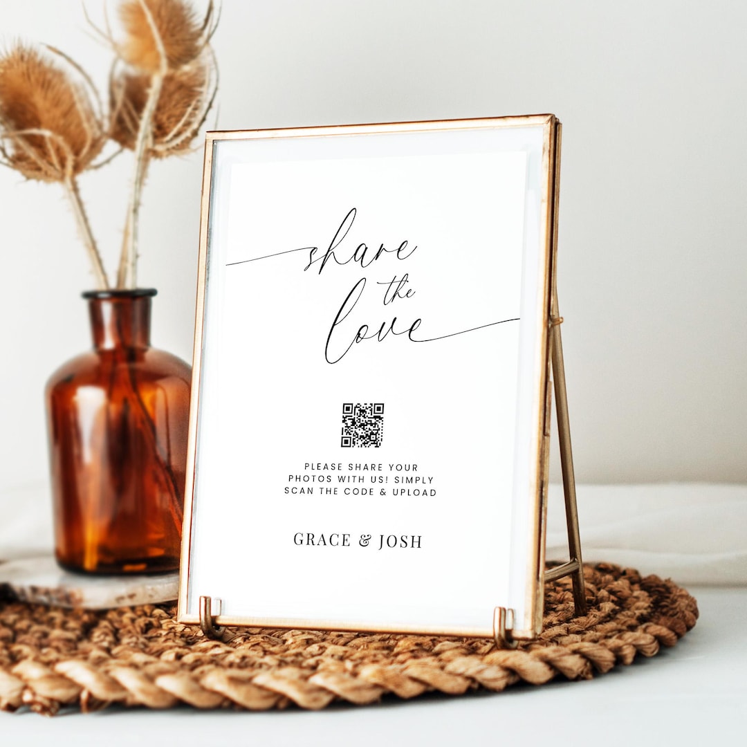 Share the Love Photo QR Code Sign Template for Wedding Pictures ...