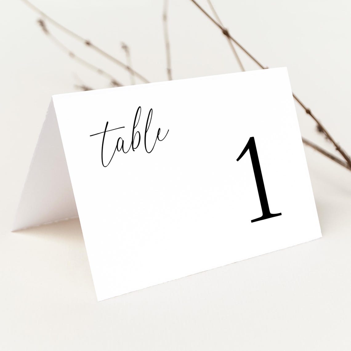 Simple Table Number Card Template, Editable Wedding Reception Folded ...