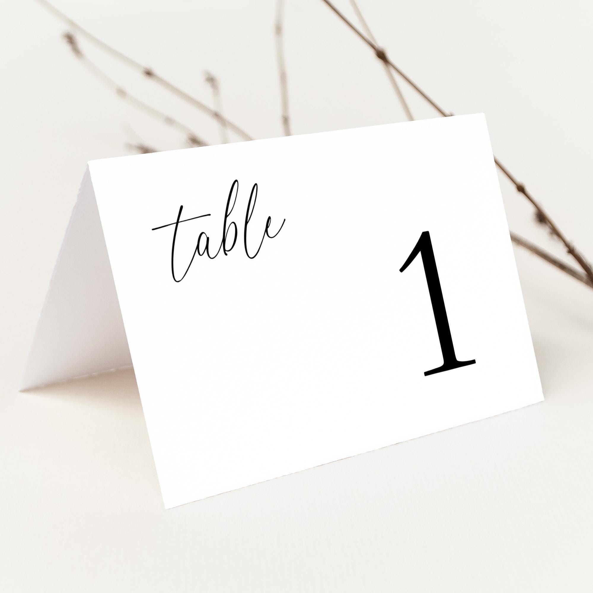 Simple Table Number Card Template, Editable Wedding Reception Folded ...