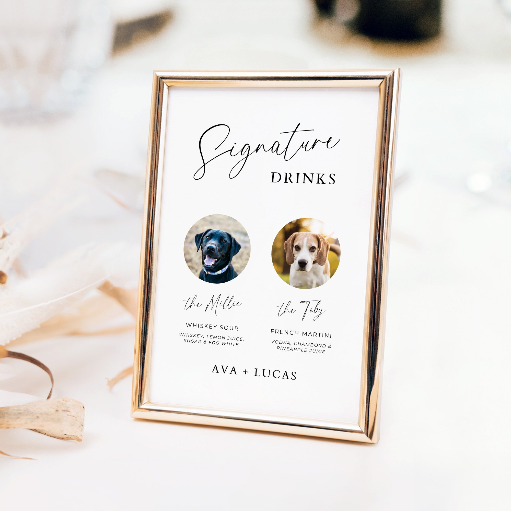 Pets Signature Drink Bar Menu Sign Template, Dog or Cat Photo ...