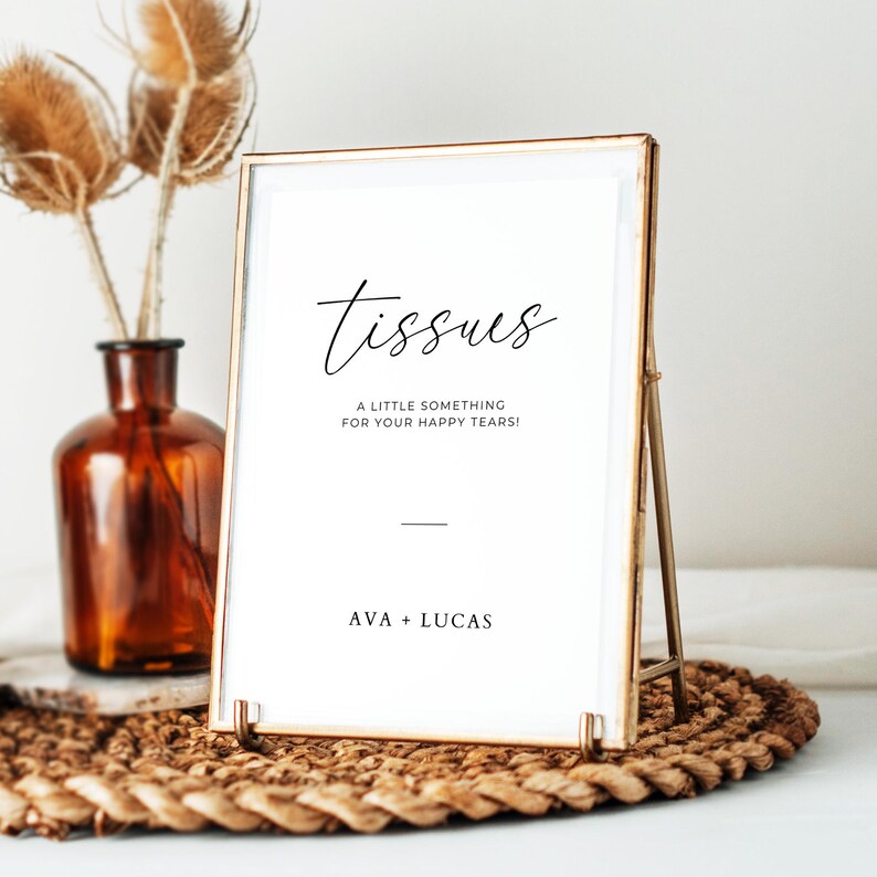 Happy Tears Tissues Sign Template for Wedding Ceremony, Minimal ...