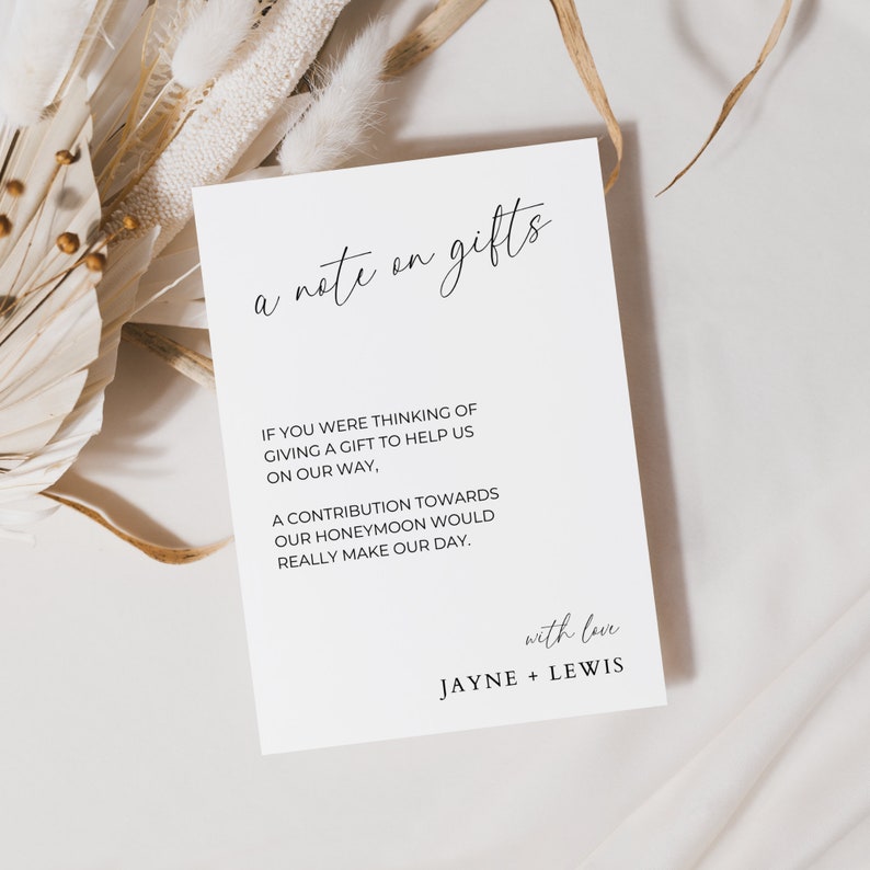 A Note on Gifts Card Printable Wedding Invitation Insert - Etsy