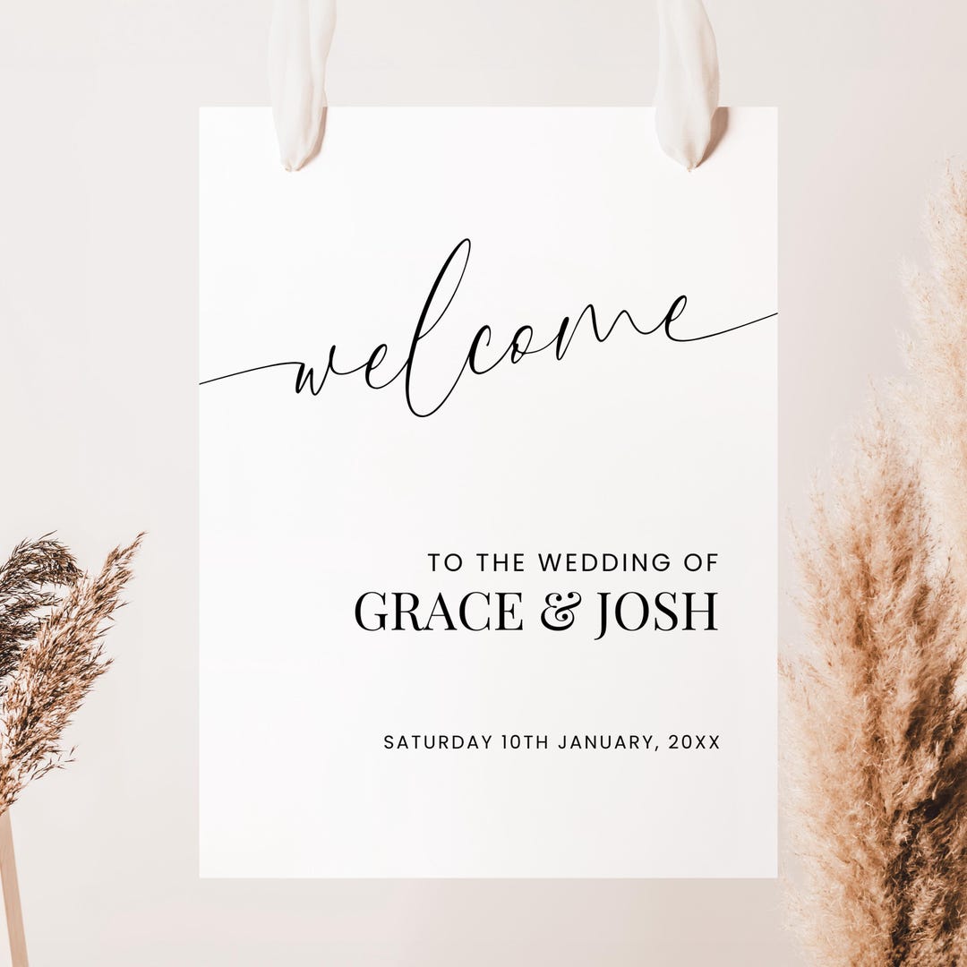 Wedding Welcome Sign Template, Elegant Script Welcome to the Wedding of ...