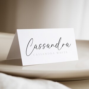 Name Place Cards Template, Modern Minimalist Folded Editable Table ...