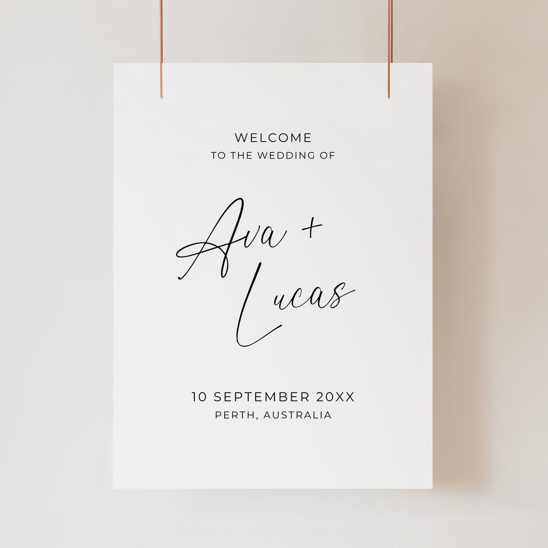 Welcome to the Wedding of Sign Template, Elegant Minimalistic Wedding ...