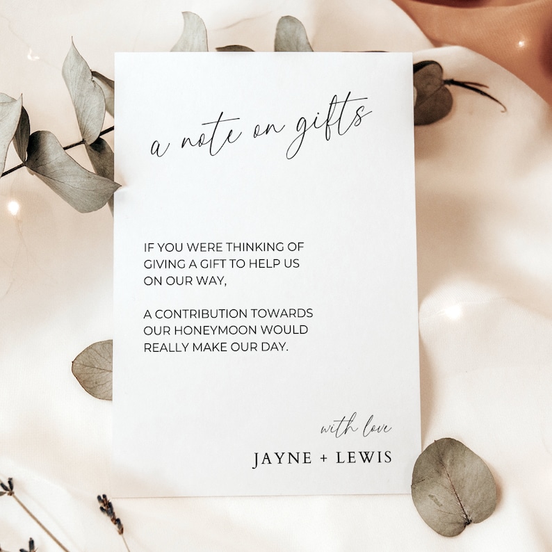 A Note on Gifts Card Printable Wedding Invitation Insert - Etsy